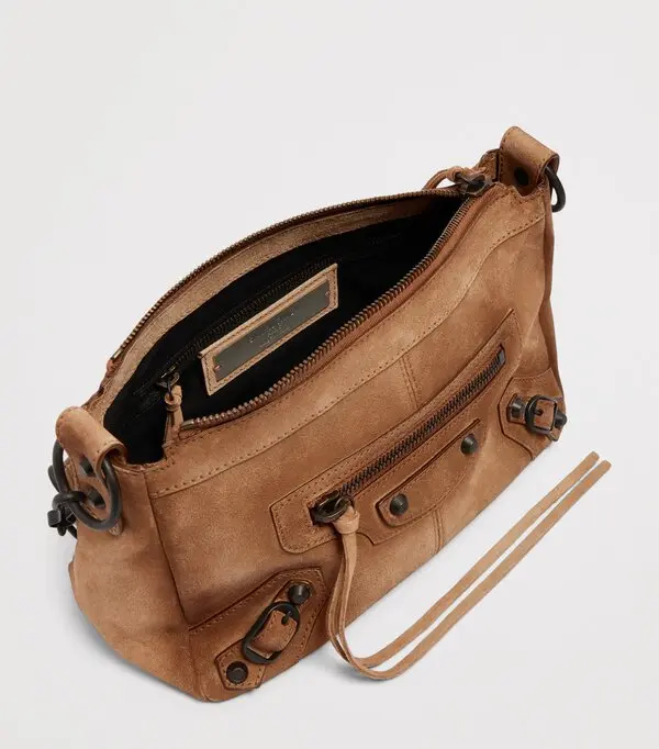 Balenciaga Mini Suede Le City Moto Shoulder Bag