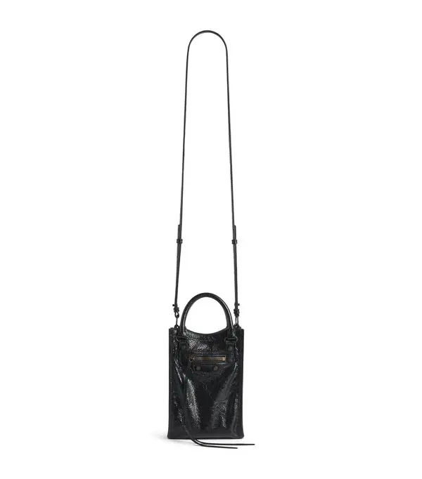Balenciaga Lambskin Le City Tote Phone Holder - Black
