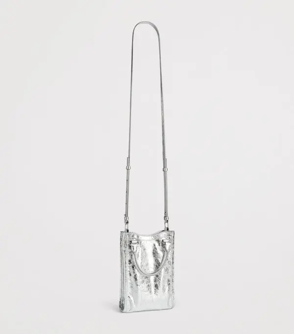 Balenciaga Lambskin Le City Tote Phone Holder - Silver