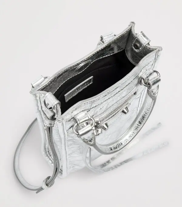 Balenciaga Lambskin Le City Tote Phone Holder - Silver