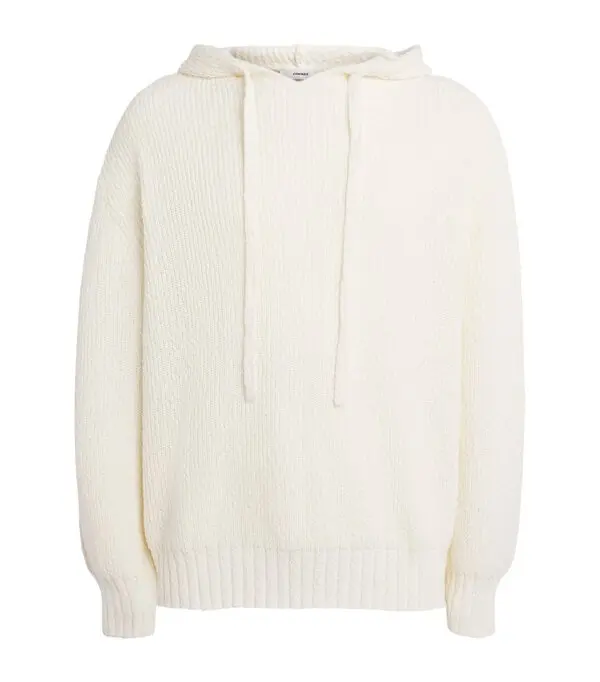 Commas Cotton Knit Hoodie - White