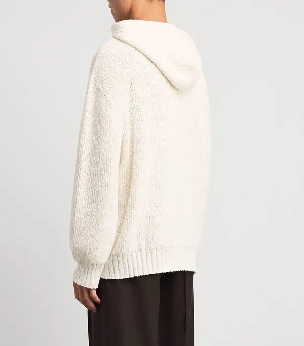 Commas Cotton Knit Hoodie - White