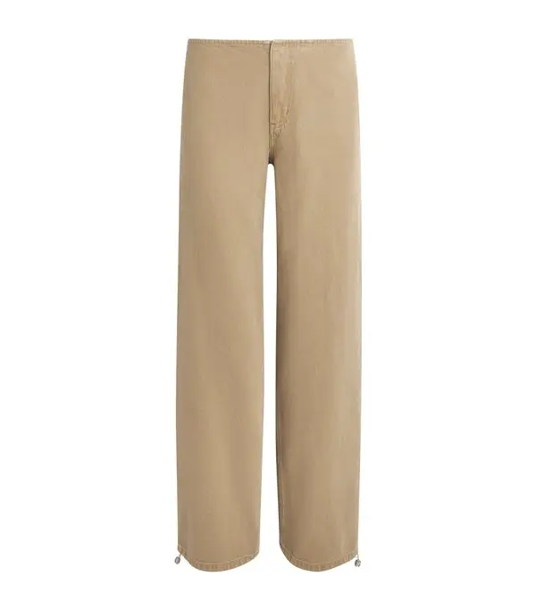 Still Here Drawstring Sport Low-rise Wide-leg Jeans - Green