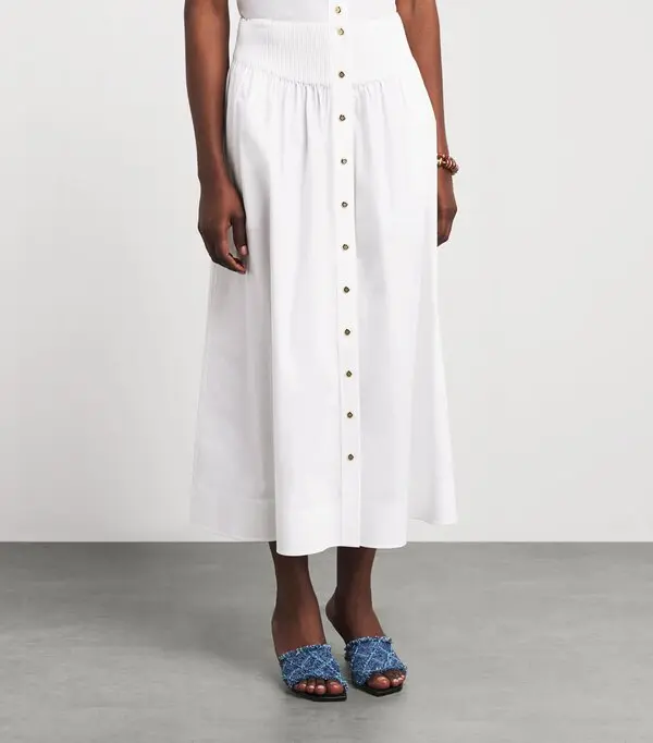 Tory Burch Poplin Buttoned Midi Skirt