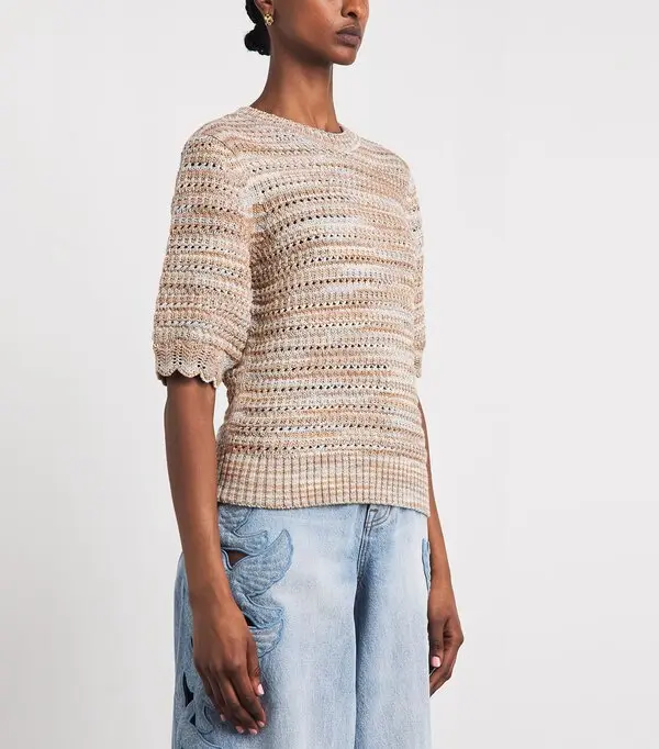 Veronica Beard Cotton-blend Short-sleeve Sweater