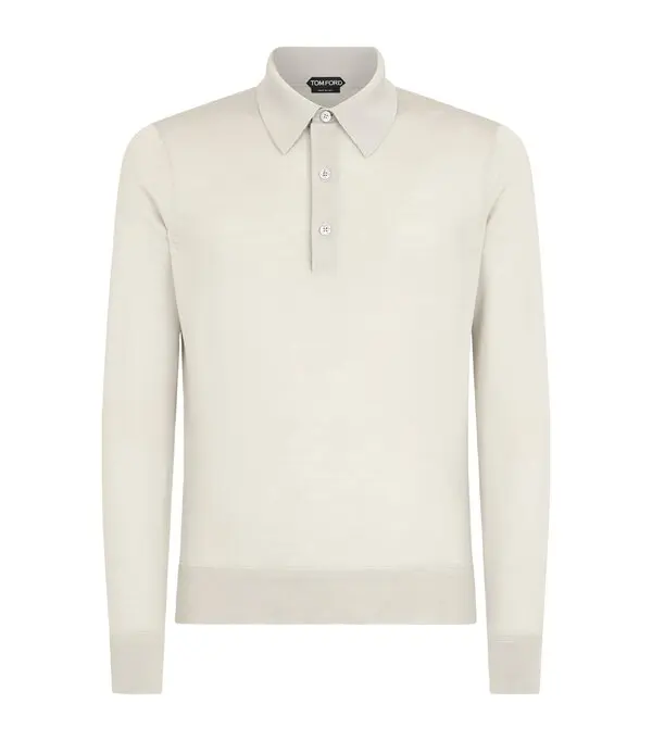 TOM FORD Silk-cashmere Long-sleeve Polo Shirt
