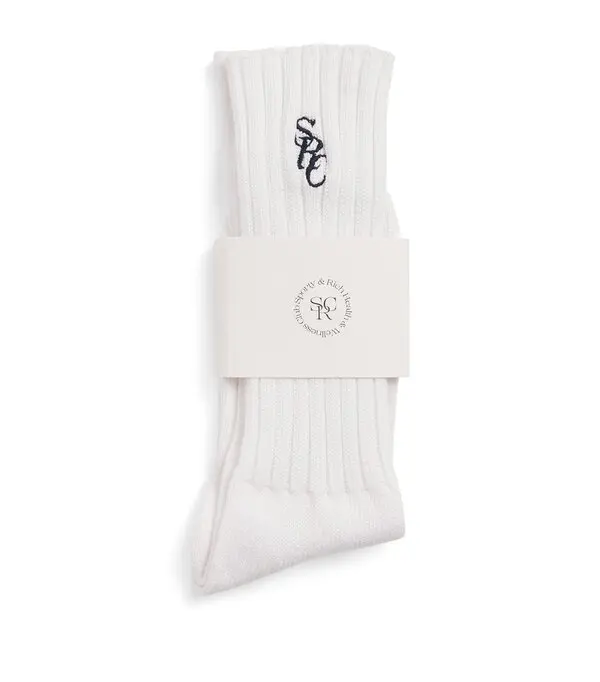SPORTY & RICH Ribbed Embroidered Socks
