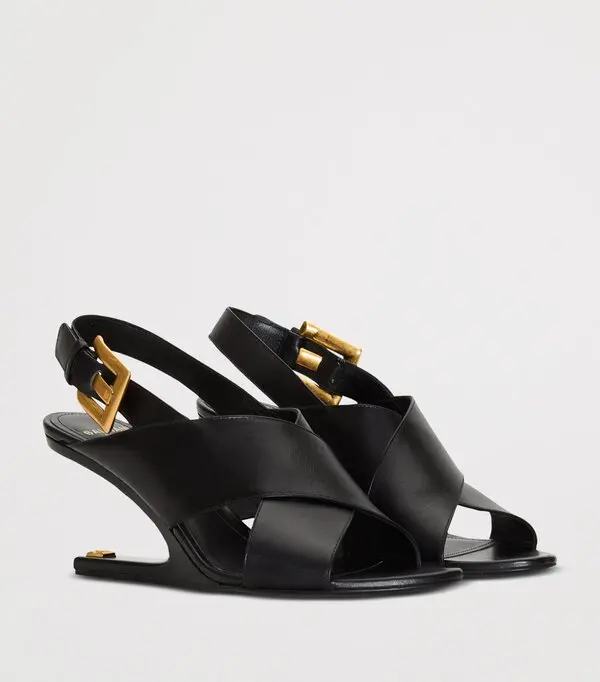 Balmain Leather Anthem No-wedge Heeled Sandals 75