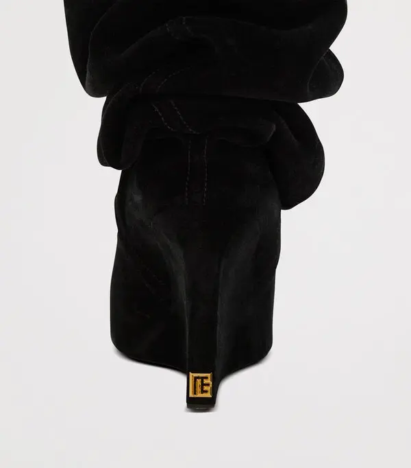 Balmain Suede Knee-high Wedge Boots 95