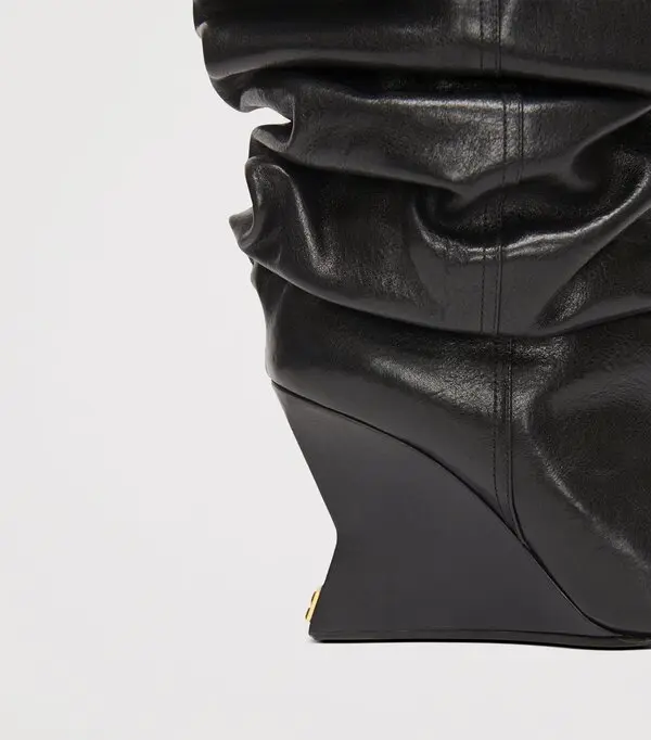 Balmain Suede Knee-high Wedge Boots