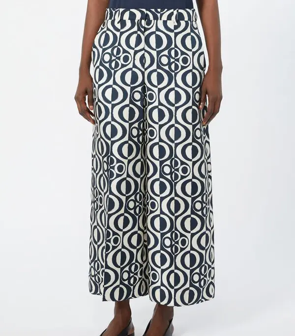 Max Mara Silk Geometric Wide-leg Trousers