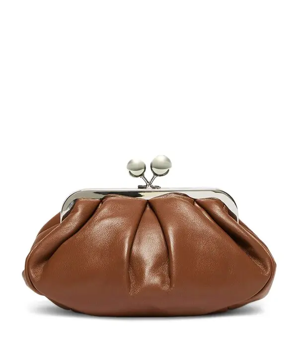 Max Mara Small Leather Pasticcino Clutch Bag - Brown