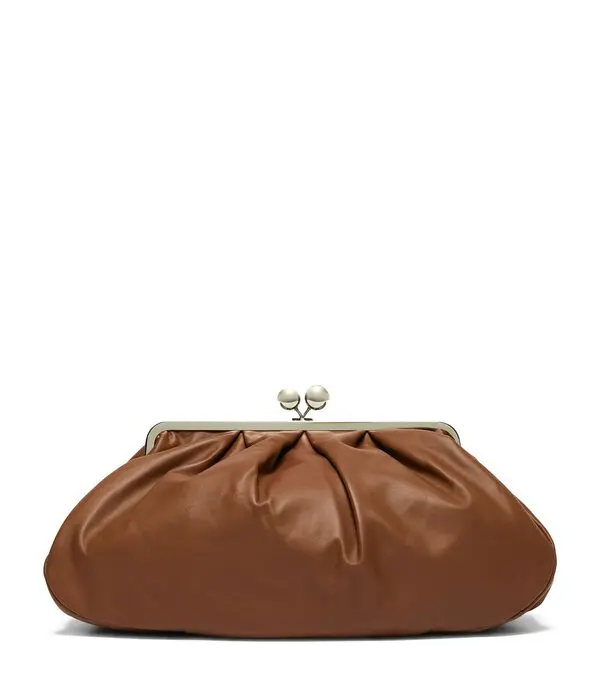 Max Mara Large Leather Pasticcino Clutch Bag - Brown