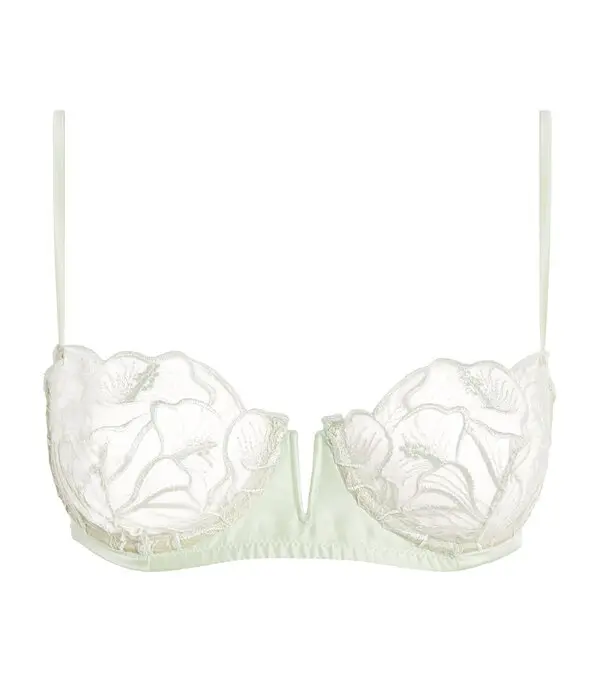 Kiki De Montparnasse Lace Calla Lily Balconette Bra - Green