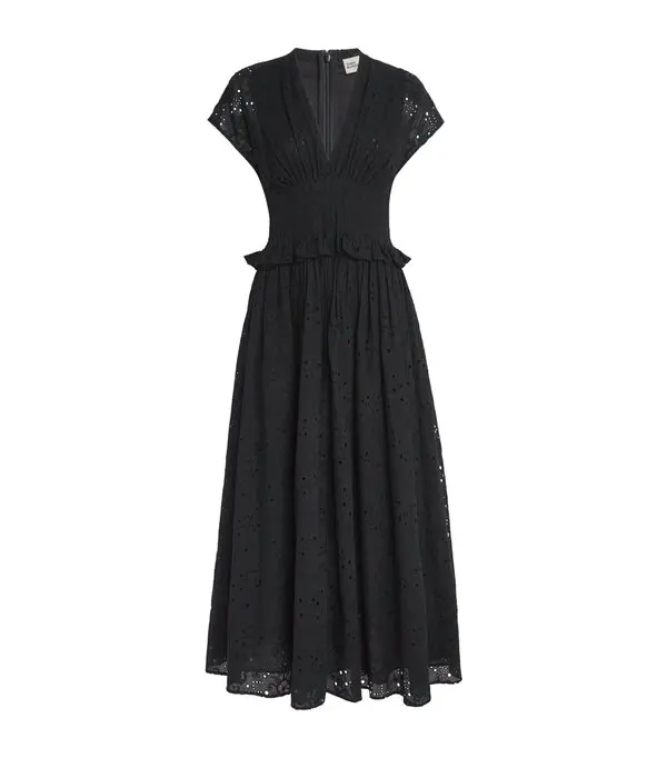 Tory Burch Broderie Anglaise Midi Dress - Black
