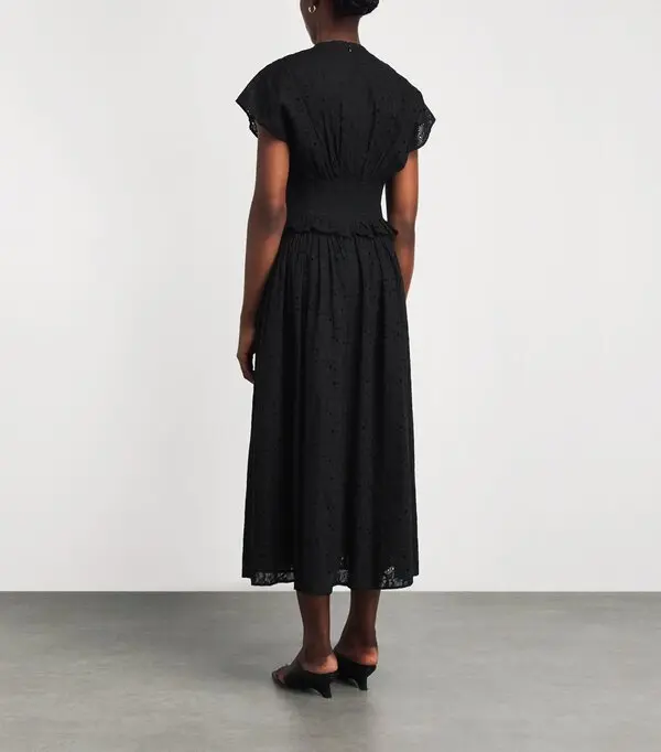 Tory Burch Broderie Anglaise Midi Dress - Black