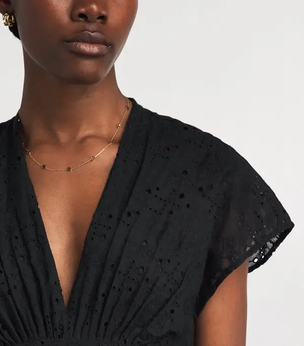 Tory Burch Broderie Anglaise Midi Dress - Black