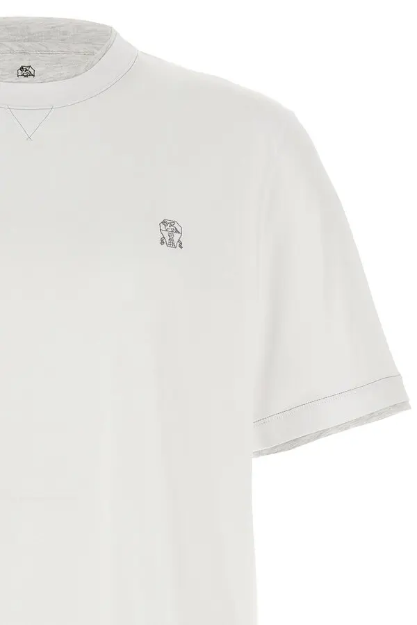 Brunello Cucinelli Logo Embroidered Layered T-shirt