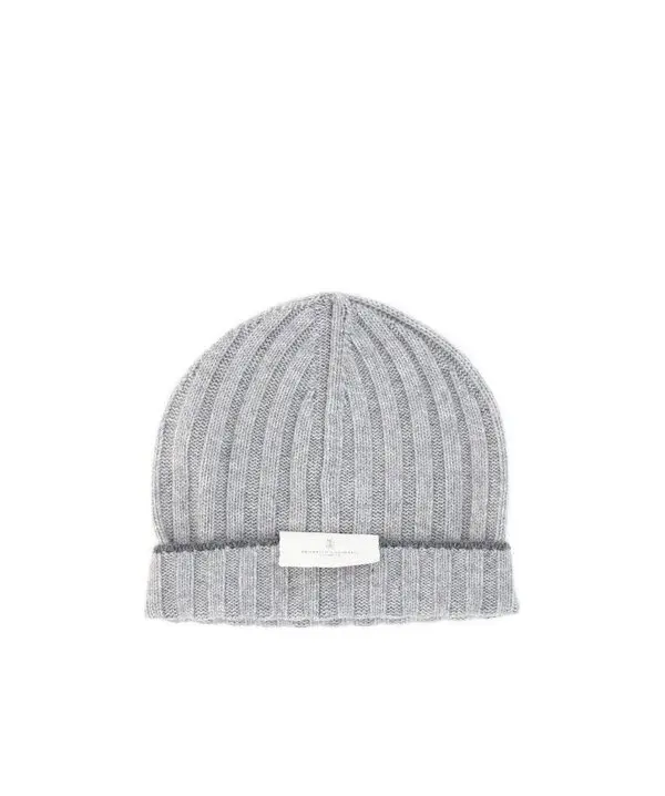Brunello Cucinelli Ribbed Knit Beanie - Grey