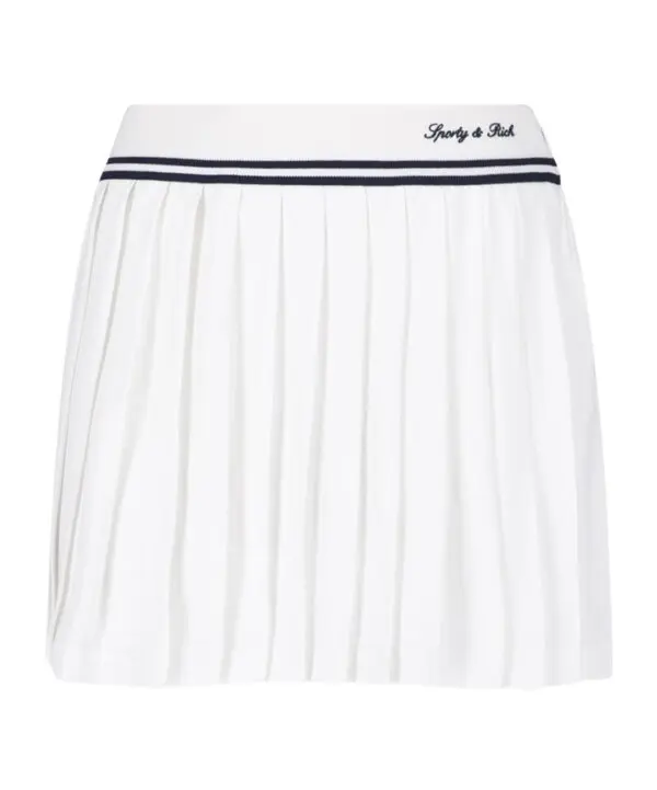 SPORTY  RICH Elastic Waist Midi Skirt - White