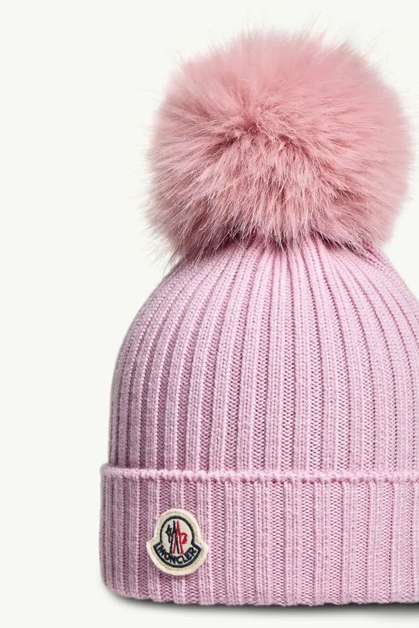 Moncler Wool Beanie With Pom Pom