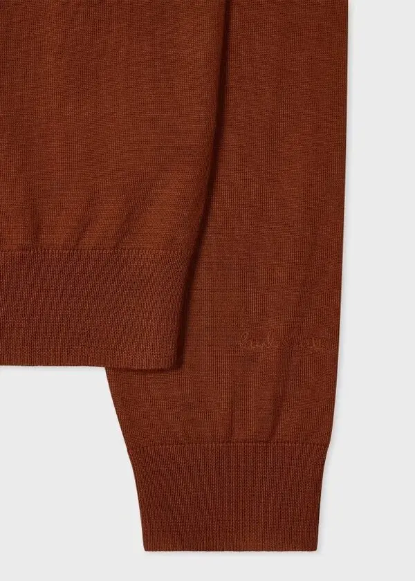 Paul Smith Rust Brown Washable Merino Wool Sweater