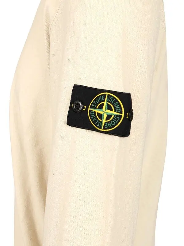 Stone Island Logo Patch Crewneck Sweater - Sand-colored