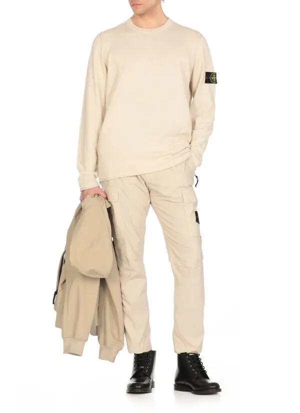 Stone Island Logo Patch Crewneck Sweater - Sand-colored