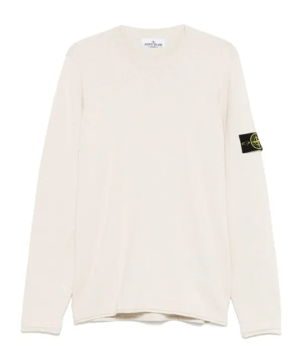 Stone Island Logo Patch Crewneck Sweater - Sand