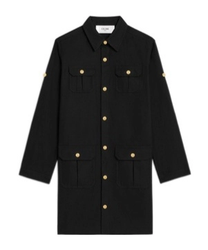 Celine Reporter Mini Dress In Cotton Twill - Black