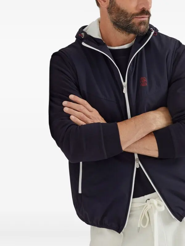 Brunello Cucinelli Water-resistant Hooded Vest With Embroidered Logo - Multicolor