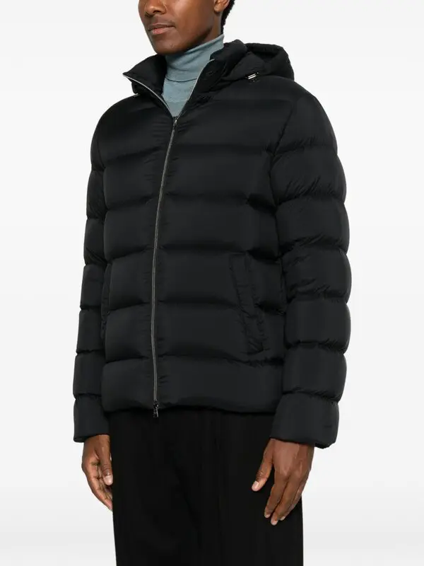 Herno Black Nylon Down Jacket With Hood - Multicolor