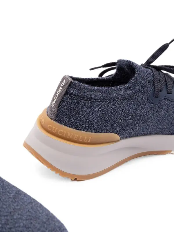 Brunello Cucinelli Marl-effect Wool Lace-up Sneakers - Multicolor