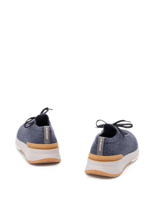 Brunello Cucinelli Marl-effect Wool Lace-up Sneakers - Multicolor