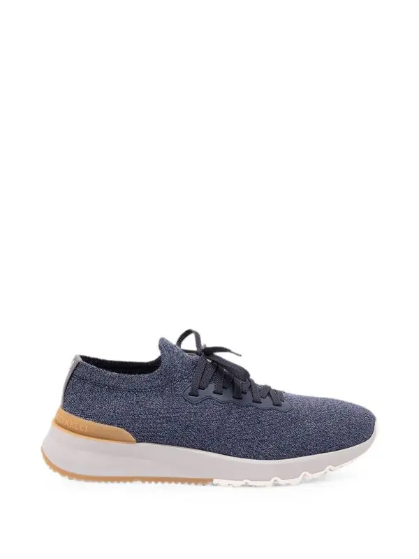 Brunello Cucinelli Marl-effect Wool Lace-up Sneakers - Multicolor