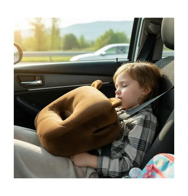 3P EXPERTS Cute Travel Animal Nap Pillow - Brown