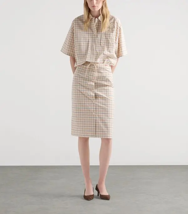 Prada Cotton Embroidered Check Shirt