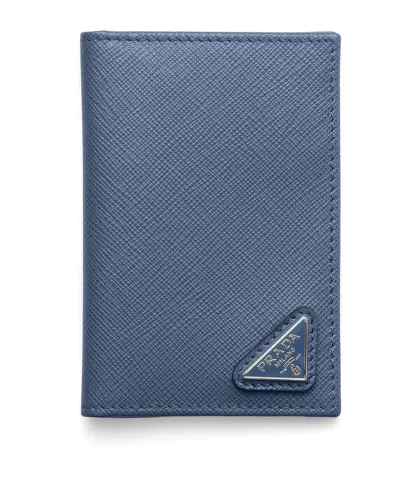 Prada Saffiano Leather Bifold Card Holder - Blue