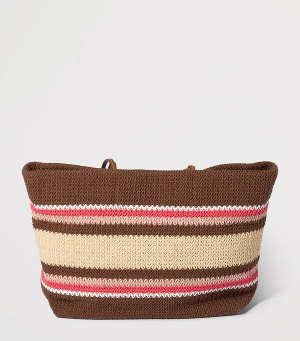 Miu Miu Woven Stripe Tote Bag - Brown