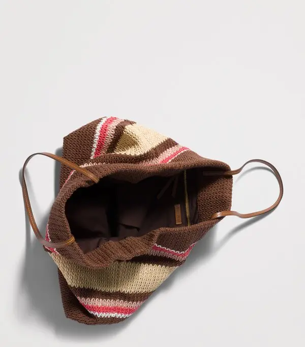 Miu Miu Woven Stripe Tote Bag - Brown