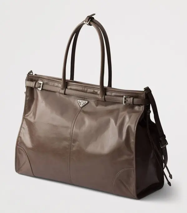 Prada Calfskin Bonnie Tote Bag - Grey