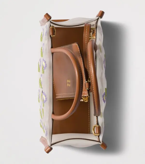 Miu Miu Embroidered Mesh Top-handle Bag