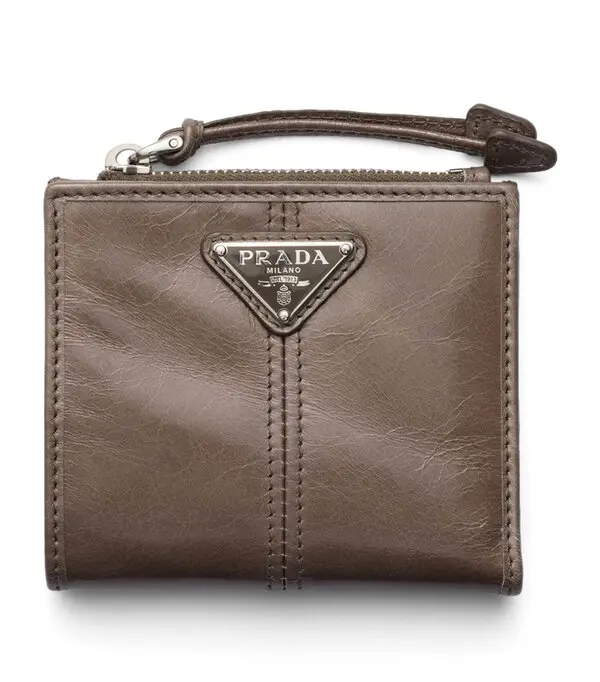 Prada Small Leather Wallet - Grey