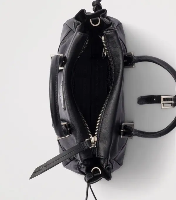 Prada Leather Bonnie Top-handle Bag - Black