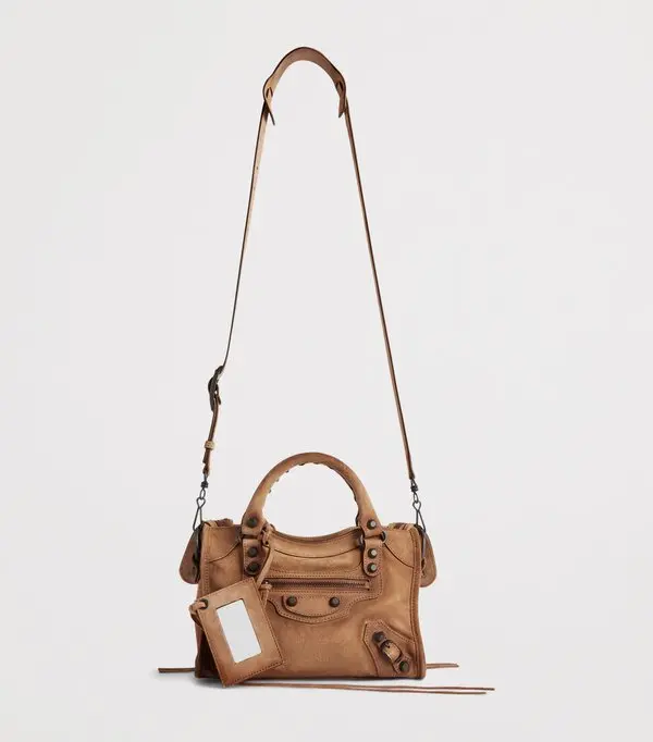 Balenciaga Mini Waxed Suede Le City Top-handle Bag - Brown