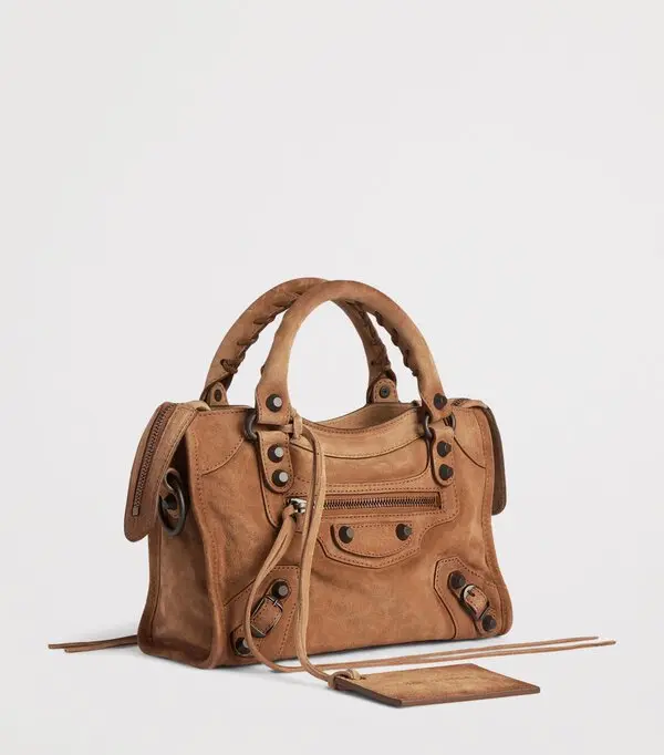 Balenciaga Mini Waxed Suede Le City Top-handle Bag - Brown