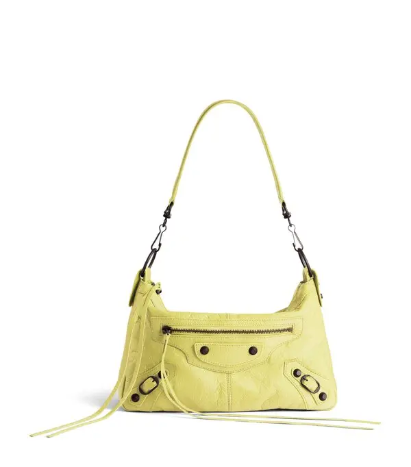 Balenciaga Mini Lambskin Le City Moto Shoulder Bag - Yellow
