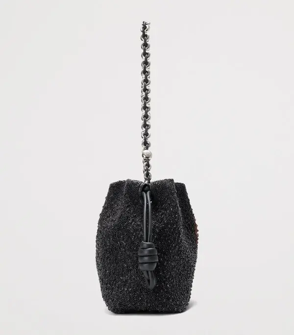 Loewe Medium Beaded Lion Flamenco Clutch Bag - Black
