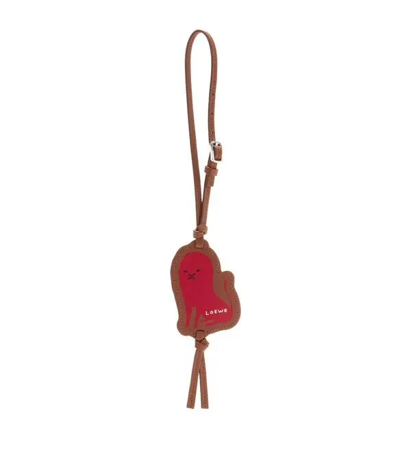 Loewe Leather Tag Bag Charm - Brown