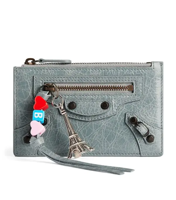 Balenciaga Lambskin Charm Le City Card Holder - Blue